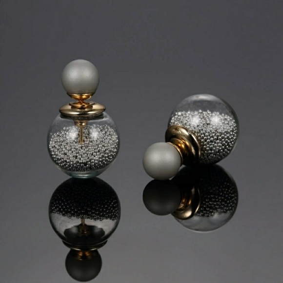 Jewelry | Double Faced Beaded Ball Back Earrings Silver | Poshmark